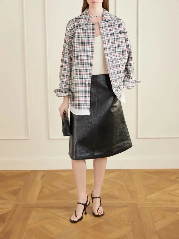 AMI Paris Leather Midi Skirt