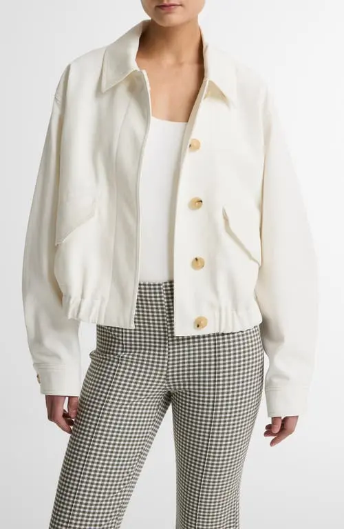 Vince Cotton Bomber Jacket - Chalk