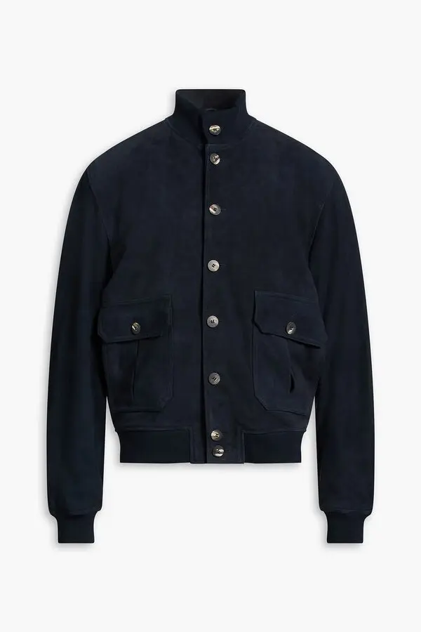Frescobol Carioca Vicente Suede Bomber Jacket - Navy