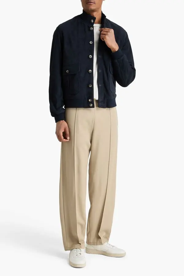 Frescobol Carioca Vicente Suede Bomber Jacket - Navy