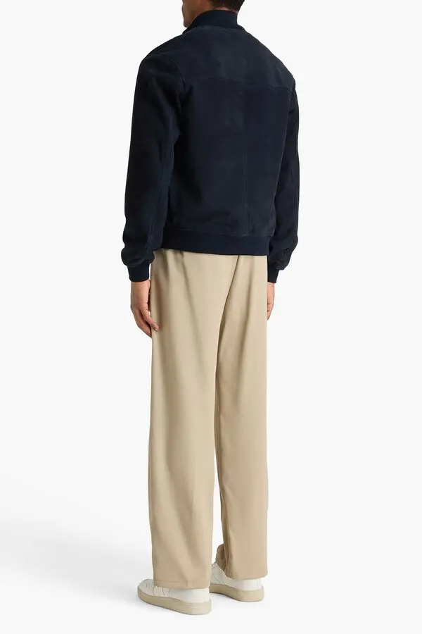 Frescobol Carioca Vicente Suede Bomber Jacket - Navy