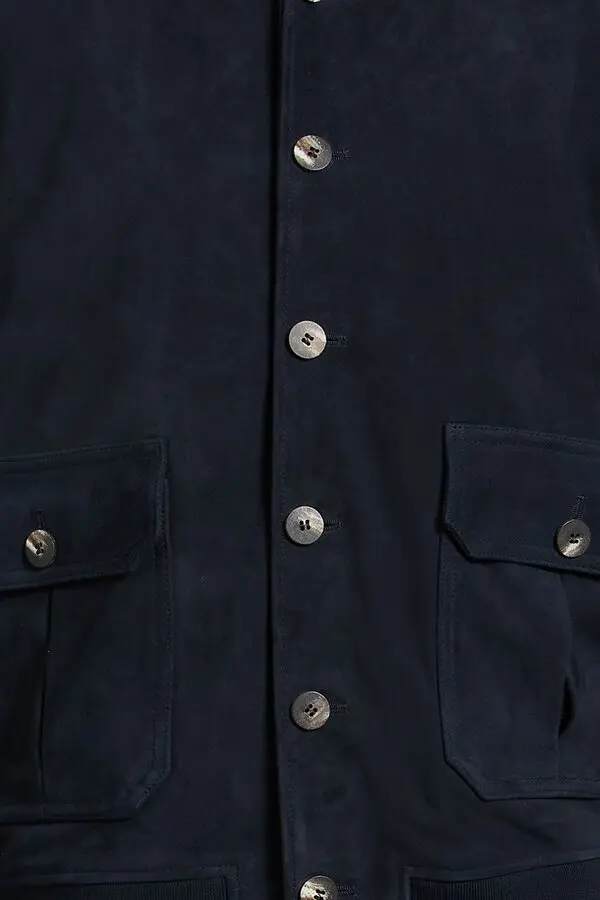 Frescobol Carioca Vicente Suede Bomber Jacket - Navy