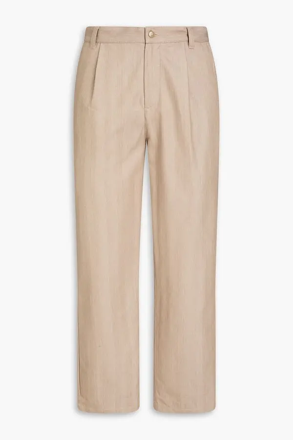 Frescobol Carioca Aldo Pleated Herringbone Cotton Pants - Sand