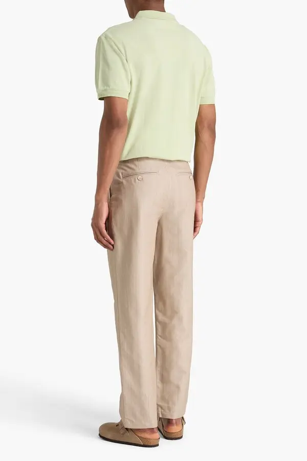 Frescobol Carioca Aldo Pleated Herringbone Cotton Pants - Sand