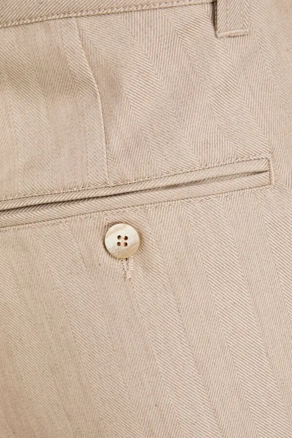 Frescobol Carioca Aldo Pleated Herringbone Cotton Pants - Sand