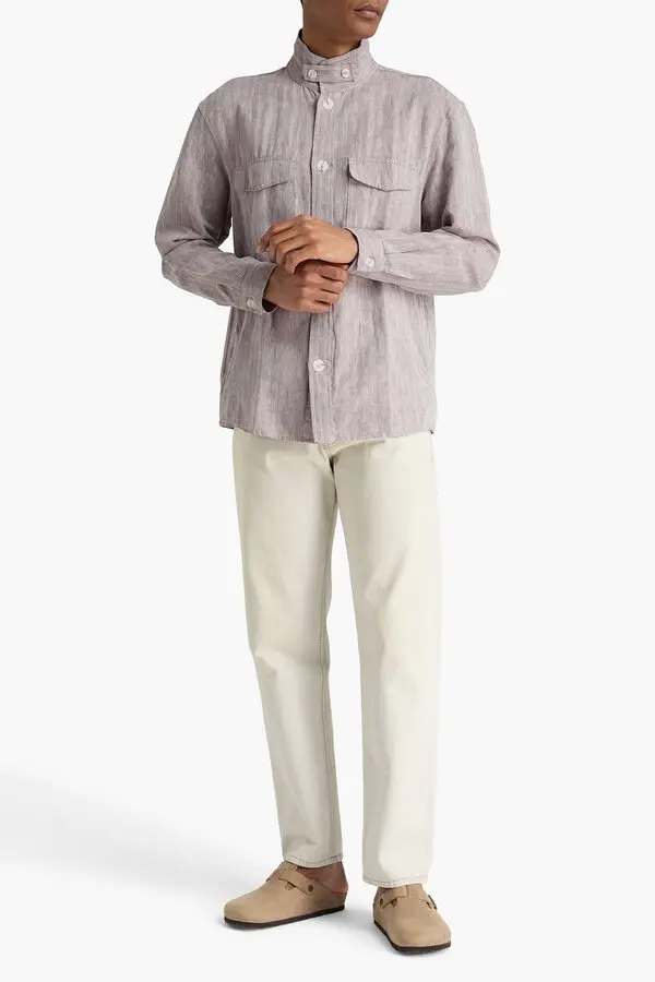 Frescobol Carioca Nuno Herringbone Cotton And Linenblend Overshirt