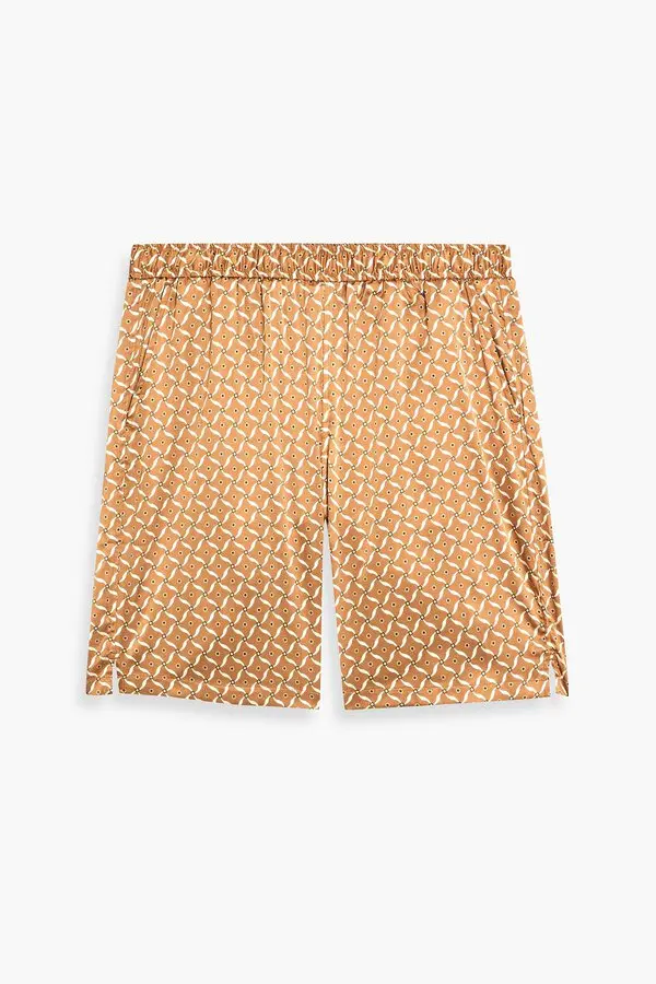 Frescobol Carioca Printed Silk-blend Satin Shorts - Sand