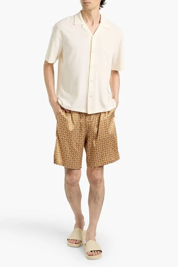 Frescobol Carioca Printed Silk-blend Satin Shorts - Sand