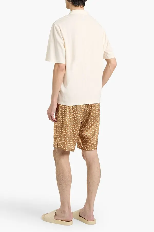Frescobol Carioca Printed Silk-blend Satin Shorts - Sand