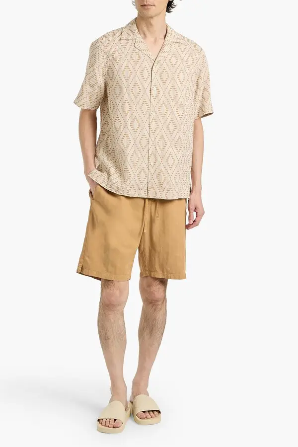 Frescobol Carioca Striped Lyocell-blend Shorts - Camel