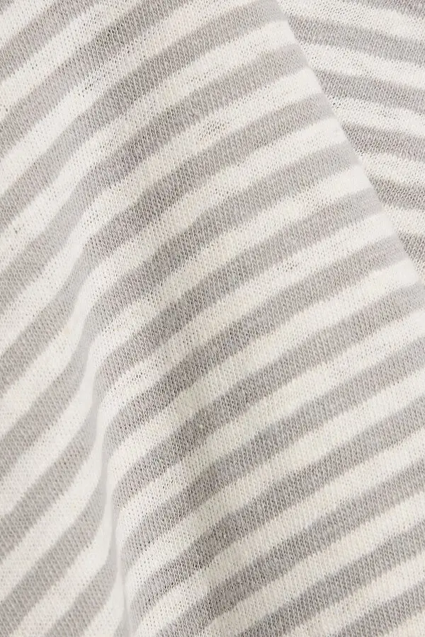 Officine Générale Simon Striped Cotton And Linenblend Polo Shirt - Gray
