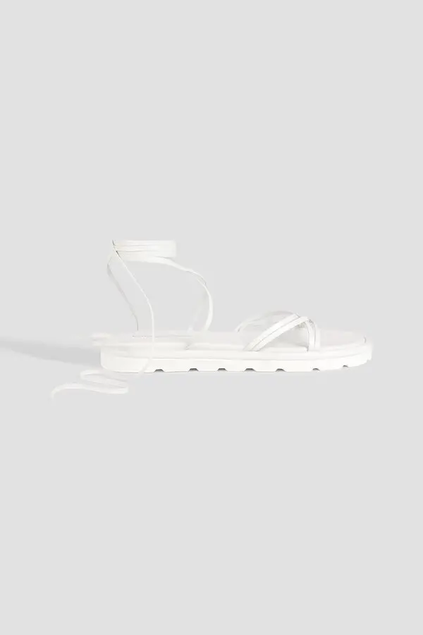GIANVITO ROSSI Jane Lace-up Leather Sandals - White