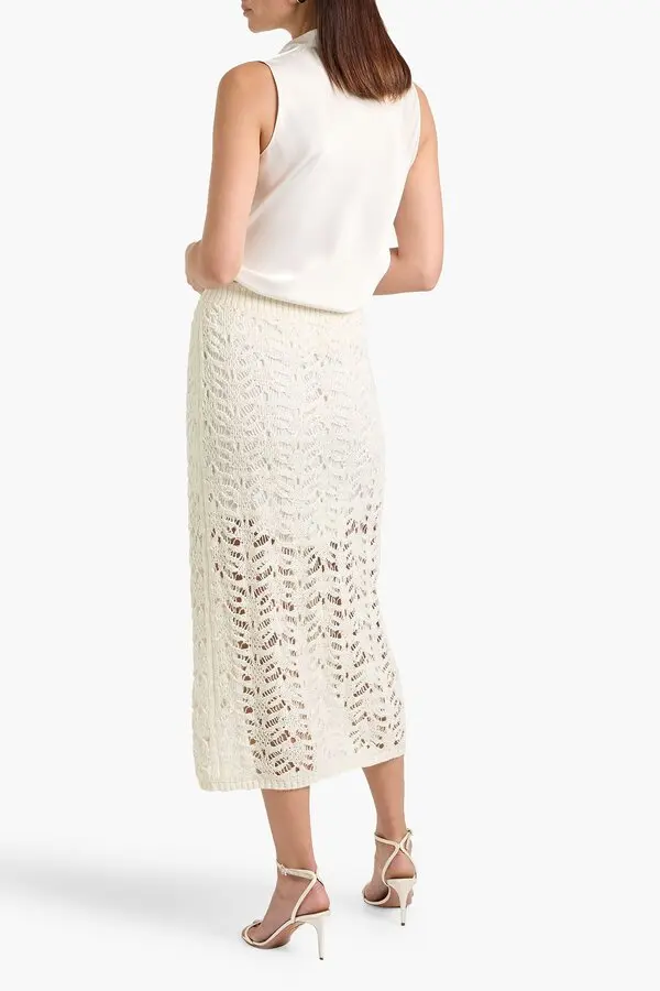 Brunello Cucinelli Crocheted Linen-blend Midi Skirt - Ecru