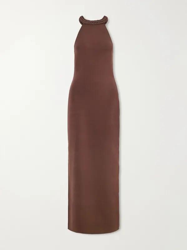 Cult Gaia Knitted Halterneck Maxi Dress - Chocolate