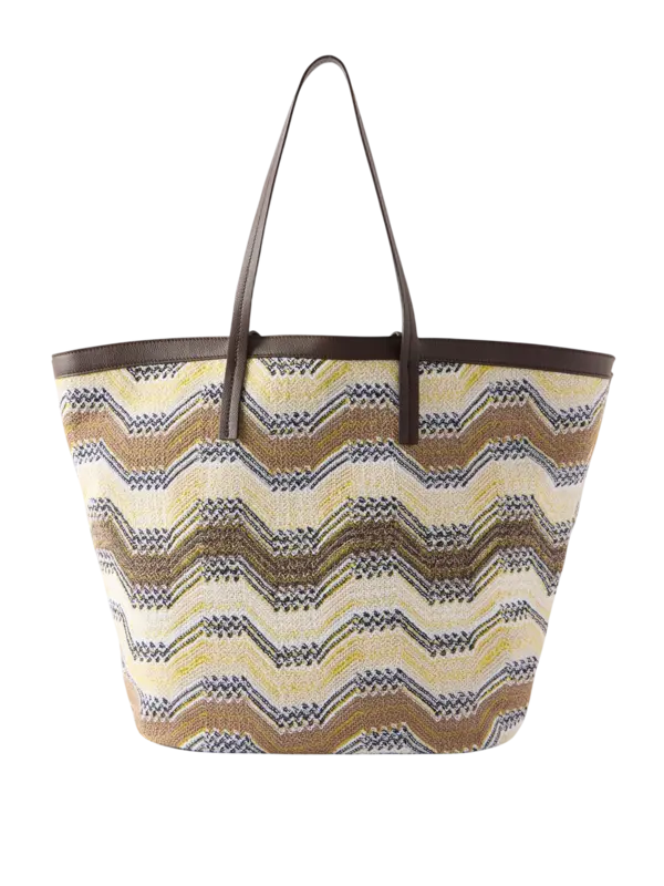 Missoni Leather-trimmed Striped Woven Tote - Yellow