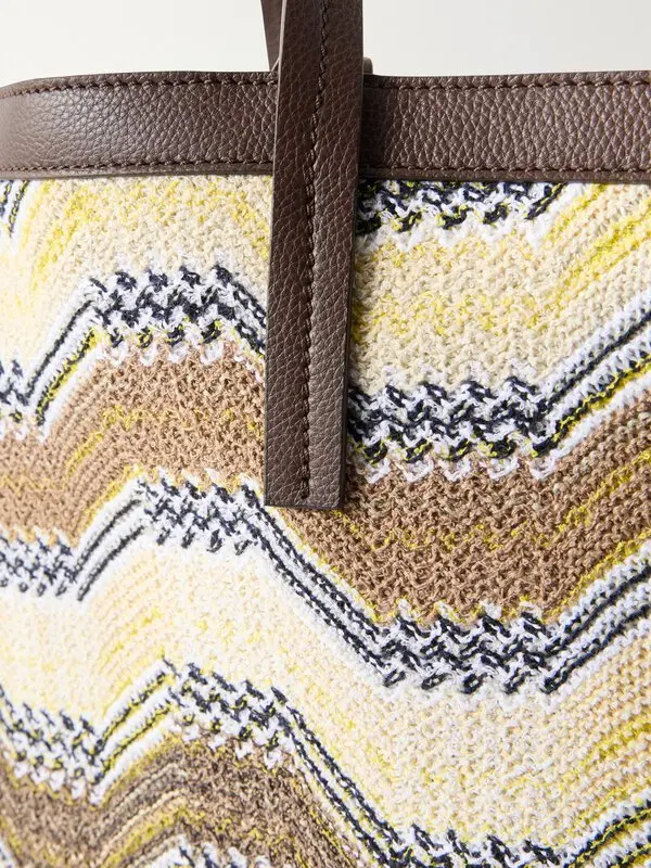 Missoni Leather-trimmed Striped Woven Tote