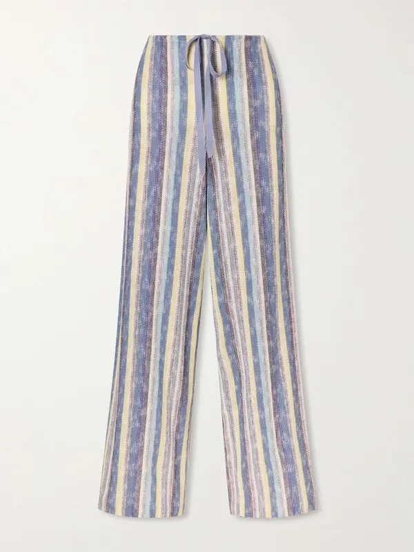 Anna Sui Serape Striped Crocheted Wide-leg Pants - Blue