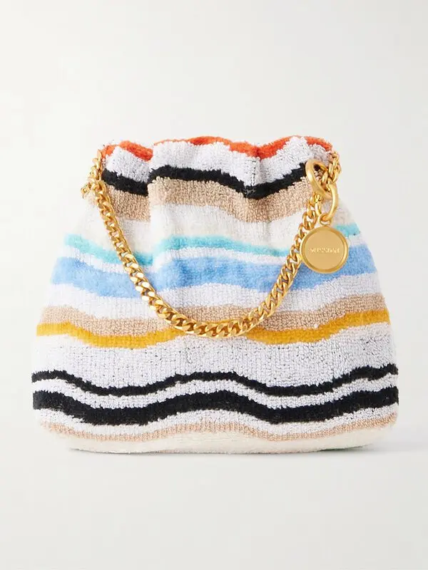 Missoni Striped Terry Drawstring Pouch - Blue