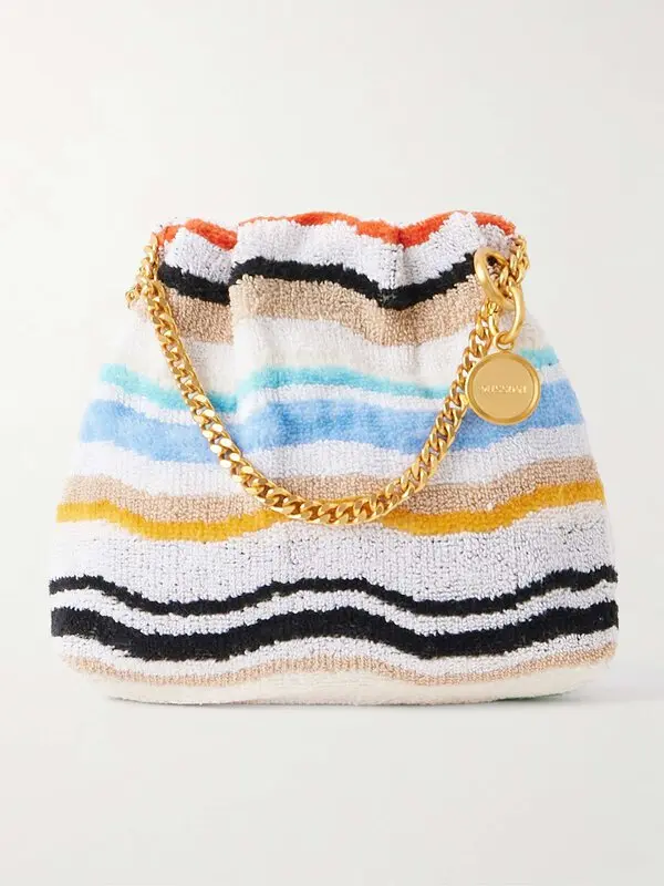 Missoni Striped Terry Drawstring Pouch - Teal
