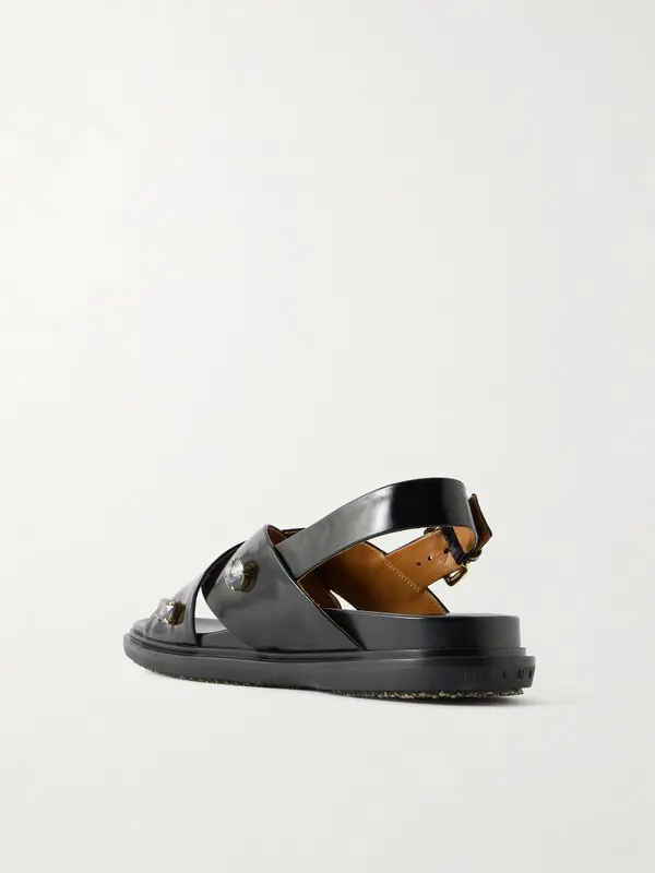Marni Fussbett Embellished Leather Slingback Sandals