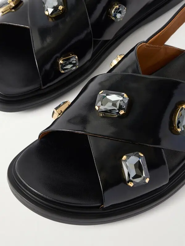 Marni Fussbett Embellished Leather Slingback Sandals