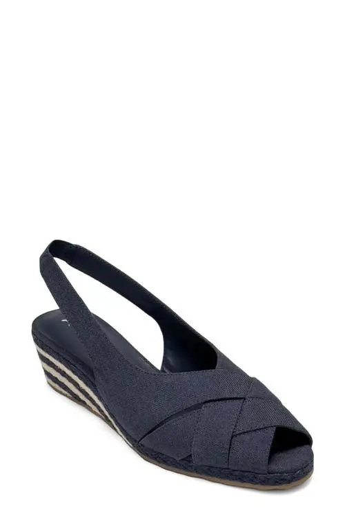 Aerosoles Roberta Slingback Espadrille Wedge Sandal - Navy Linen