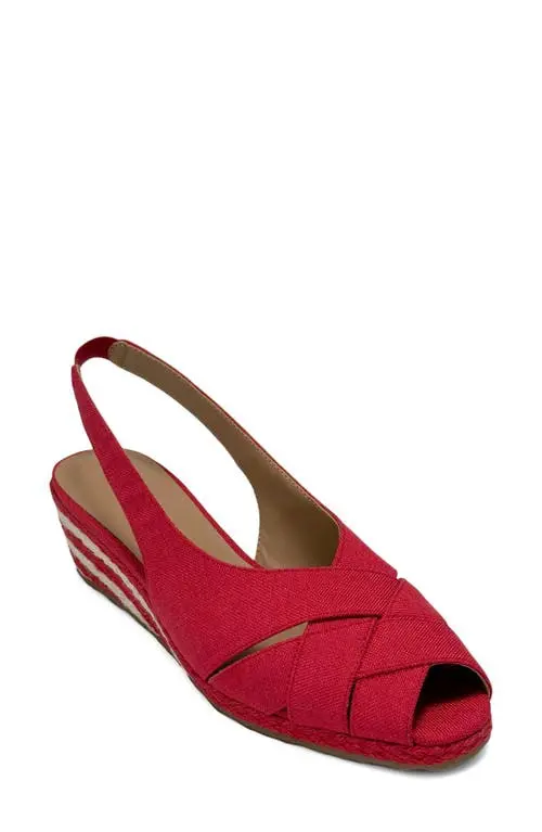 Aerosoles Roberta Slingback Espadrille Wedge Sandal - Rich Red Linen