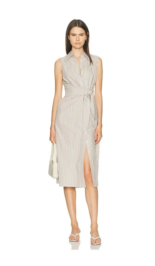 FAVORITE DAUGHTER The Good Behavior Shirt Dress - Soft Taupe Stripe