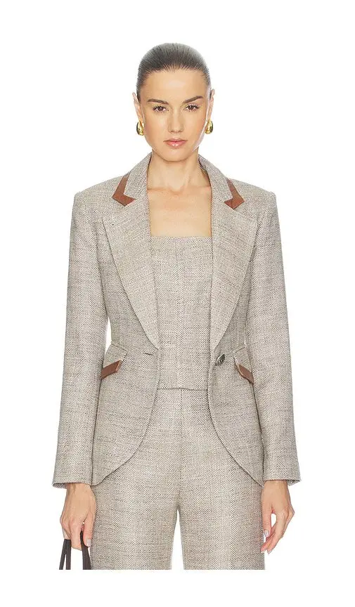 Smythe Taped Seamed Blazer - Taupe Tweed
