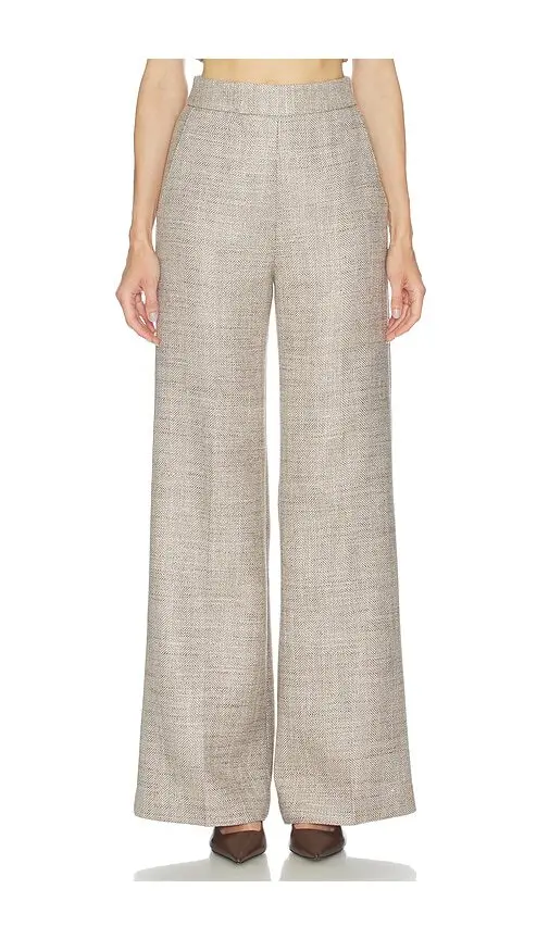 Smythe High Rise Wide Leg Pant - Taupe Tweed
