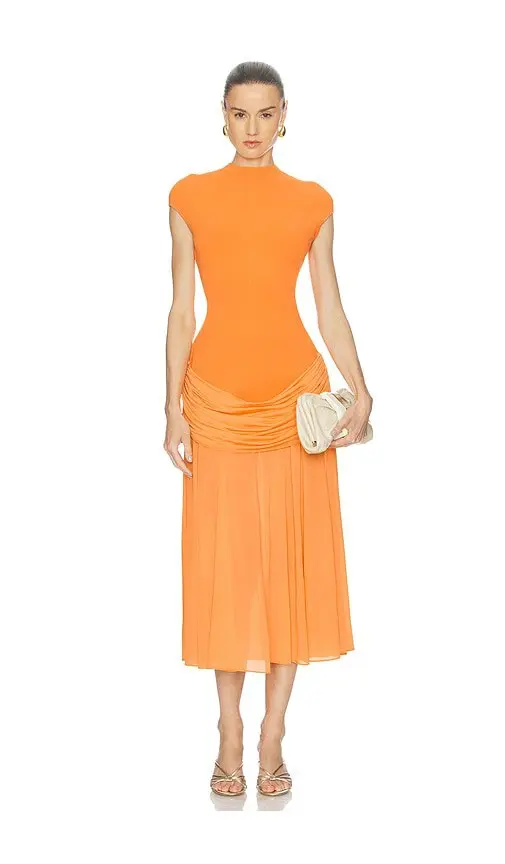 ET OCHS Nola Knit Combo Dress - Tangerine