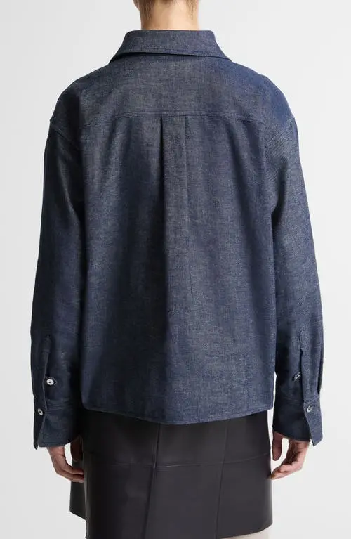 Vince Cotton-modal Blend Cropped Shirt - Indigo