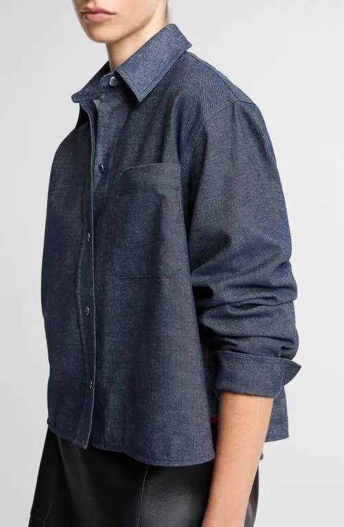 Vince Cotton-modal Blend Cropped Shirt - Indigo