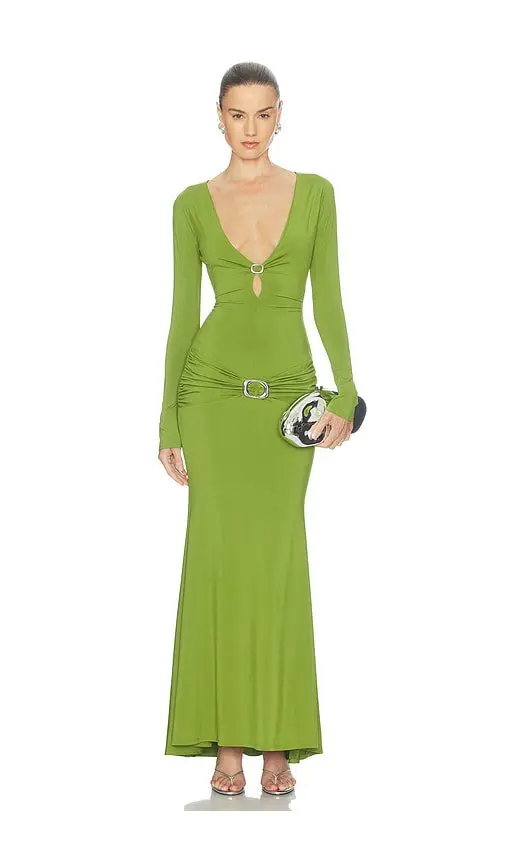 GUIZIO Liora Long Sleeve Dress - Gem Green
