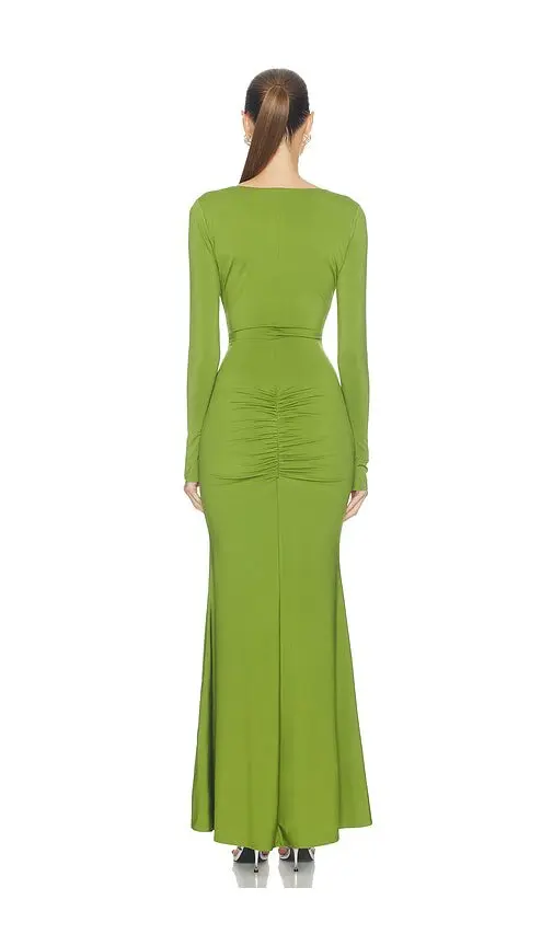 GUIZIO Long Sleeve Maxi Dress With Hardware Accents