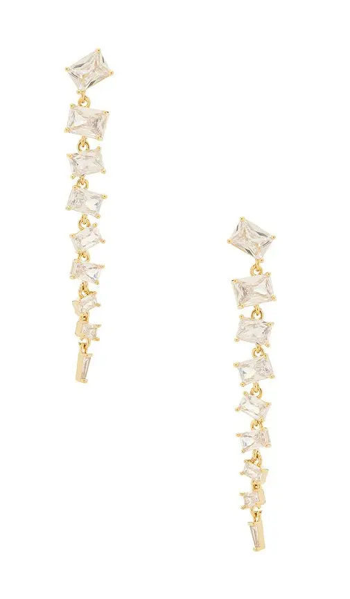 8 Other Reasons Diamond Line Dangle Earrings - Gold & Clear