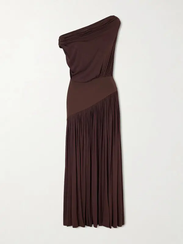 ABADIA Gwen One-shoulder Maxi Dress - Brown