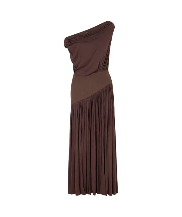 ABADIA Gwen One-shoulder Maxi Dress - Brown