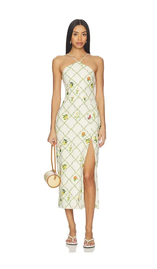 Amanda Uprichard Abby Midi Dress - Trellis Print