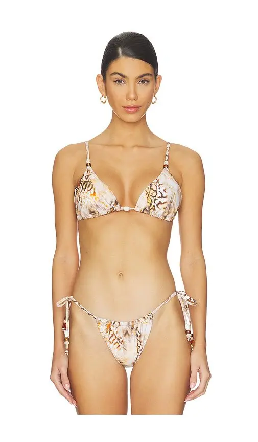 AFRM Capri Beaded Bikini Top - Ember Swirl Shell