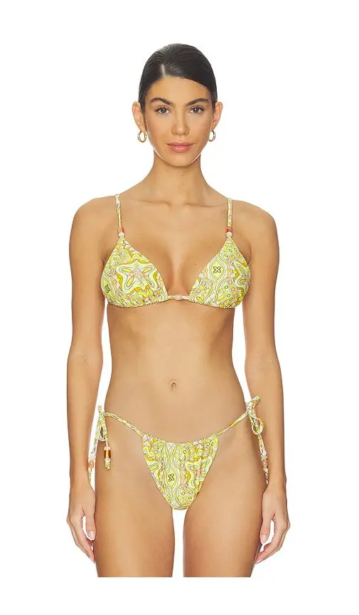 AFRM Capri Beaded Bikini Top - Sunlight Tile