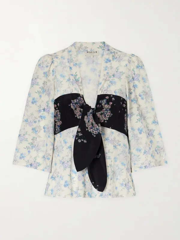 Maison Mayle Kazu Floral-print Silk Top - Multi