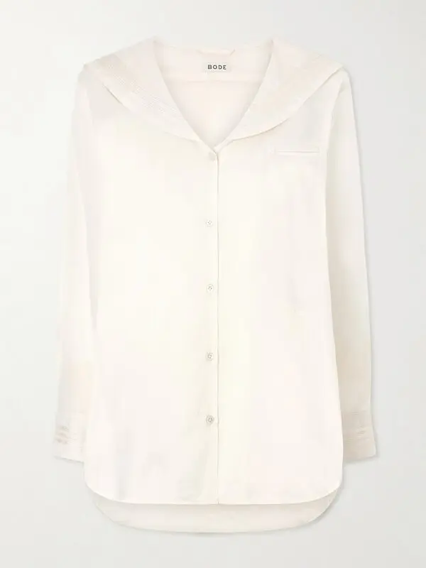 BODE Marina Cotton-voile Shirt - Neutrals