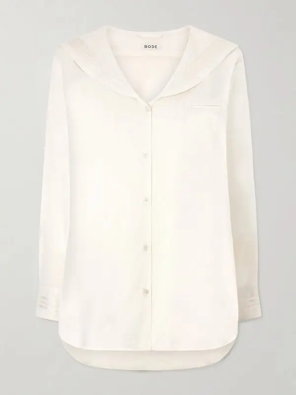 BODE Marina Cotton-voile Shirt - Neutrals
