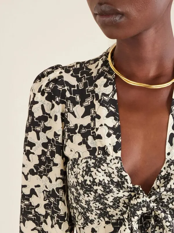 Maison Mayle Floral-print Silk Top - Black