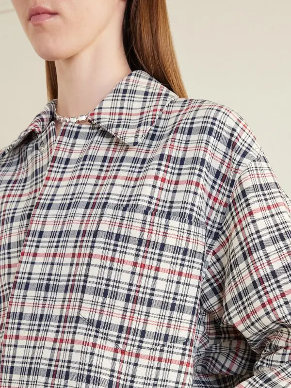 Victoria Beckham Cocoon Checked Cotton And Virgin Wool-blend Jacket - Multi