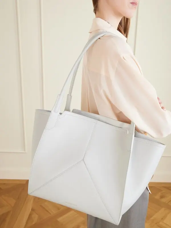 Victoria Beckham Soft Mini Metallic Leather Tote - Silver