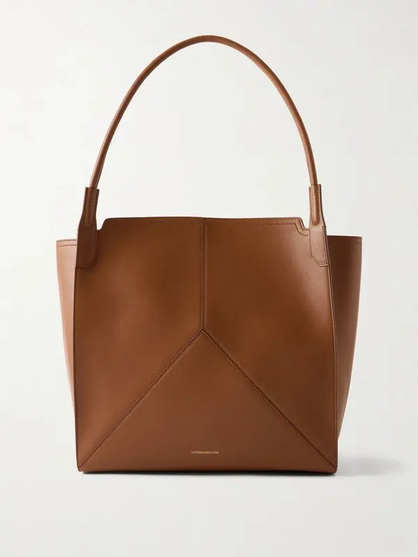 Victoria Beckham Paneled Leather Tote - Brown