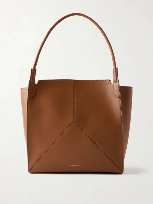 Victoria Beckham Paneled Leather Tote - Tan