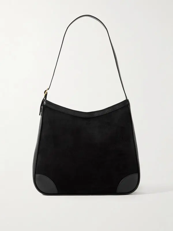 NILI LOTAN Abbey Leather-trimmed Suede Shoulder Bag